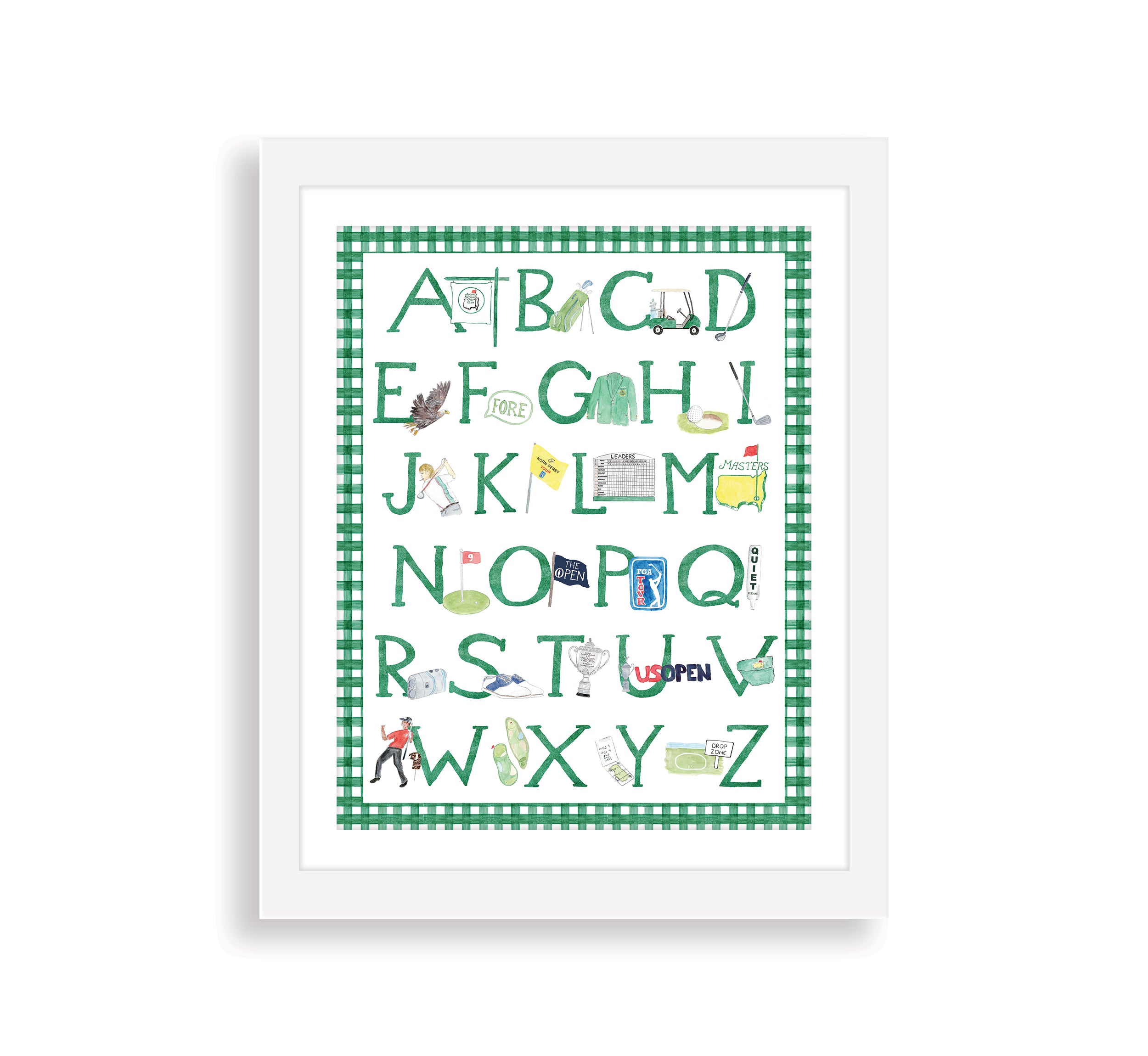Green "ABCs of Golf" Alphabet Print – Watercolor Golf Nursery Wall Art ...